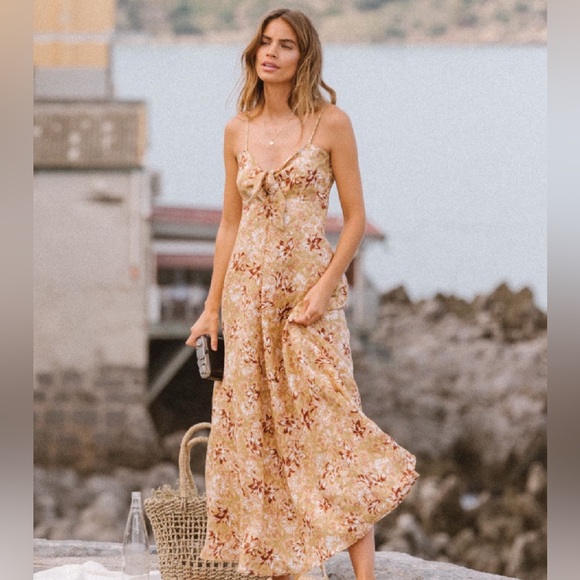 Kivari | Dresses | Kivari Floral Linen Maxi Dress Xl | Poshmark